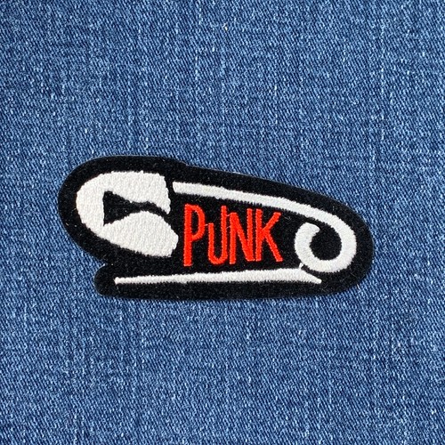 Punk Safety Pin Patch - Metallic Silver Embroidered Badge 3.25" (Iron ...