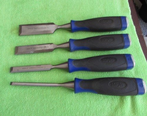 Marples B/B Handle Wood Chisel Set of 4 Sheffield England 1" 3/4" 1/2 ...