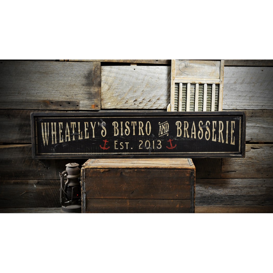 Custom Bistro & Brasserie Sign - Rustic Hand Made Vintage Wooden | eBay