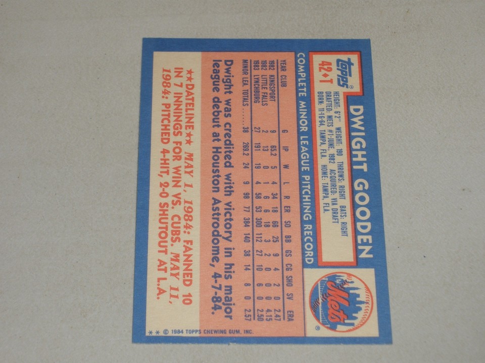 1984 Topps Traded #42T Dwight Doc Gooden Rookie RC | eBay