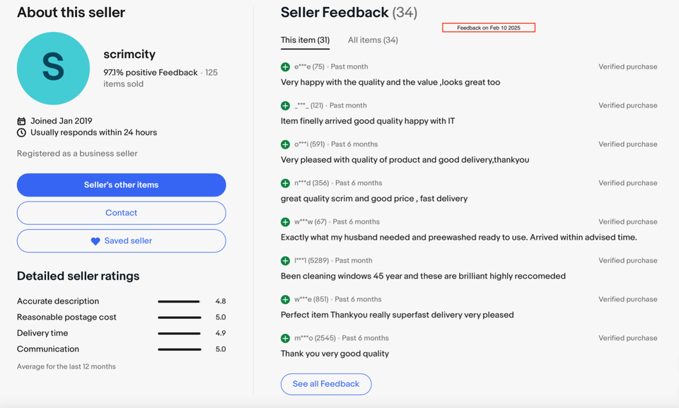 Window Cleaning Scrim PREWASHED Grade 1. Hemmed on all 4 sides. From ...