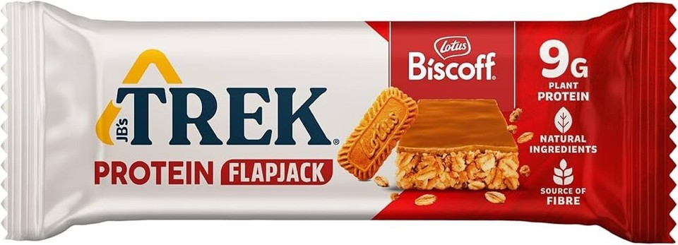 TREK High Protein Flapjack Biscoff - Plant Based - Vegan Snack - 50 g x ...