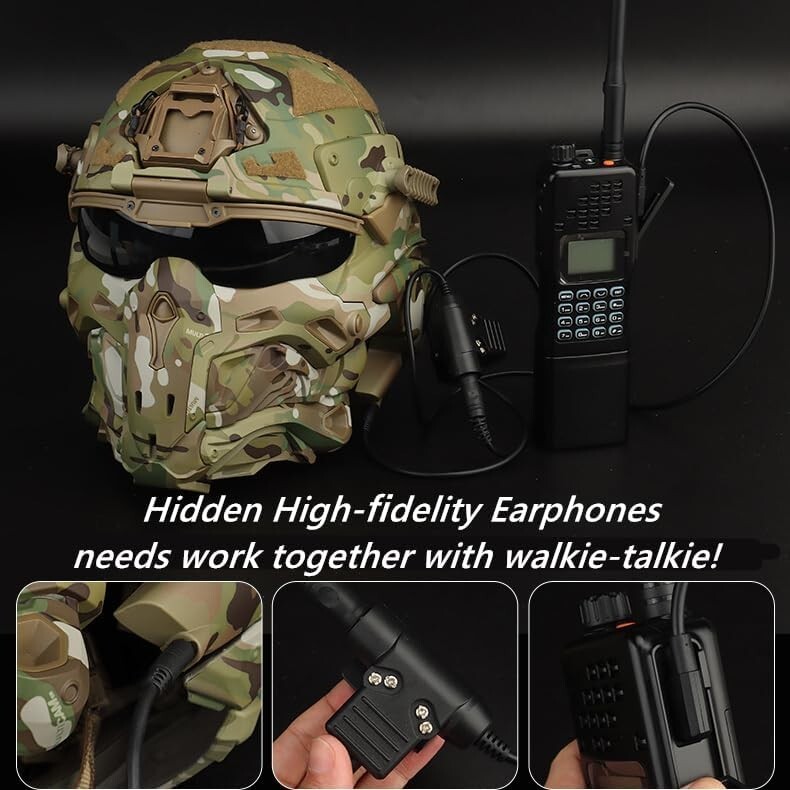 Tactical Airsoft Helmet with Paintball Full Face Mask Built-in HD ...