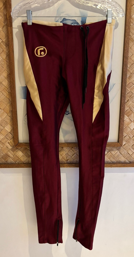 RUFSKIN Maroon/Gold Sport Leggings Stretch Nylon Zip Ankle Drawstring ...