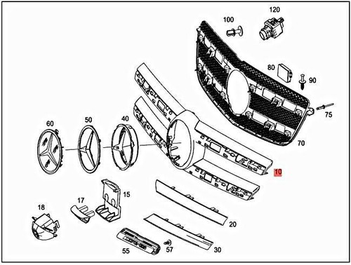 Genuine MERCEDES Gl Gls W166 X166 SUV Radiator trim Central ...