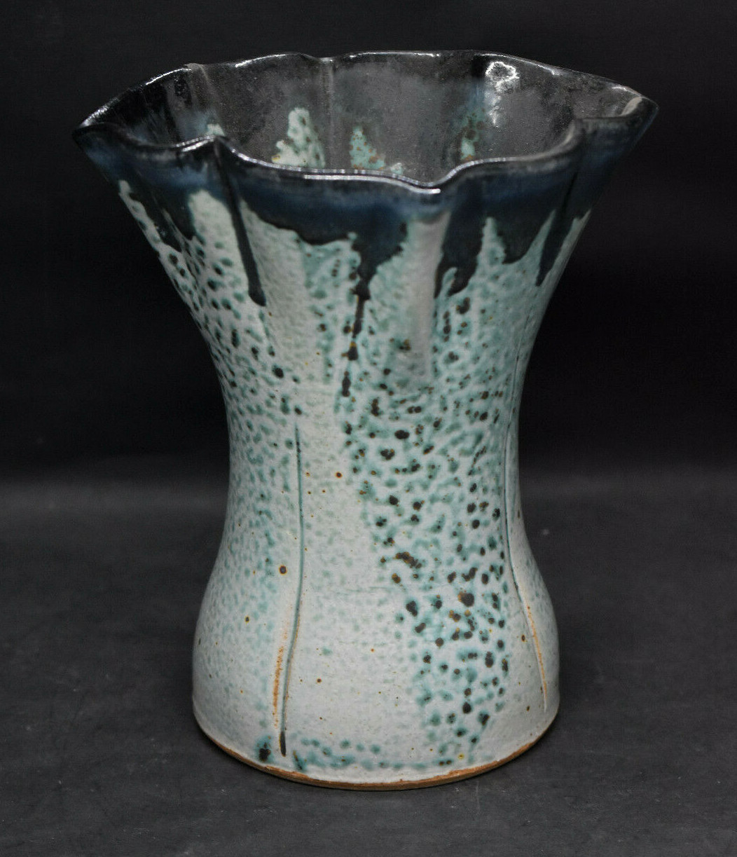 Blue Moon Pottery Indiana Carol Bell Green Studio Pottery Vase | eBay