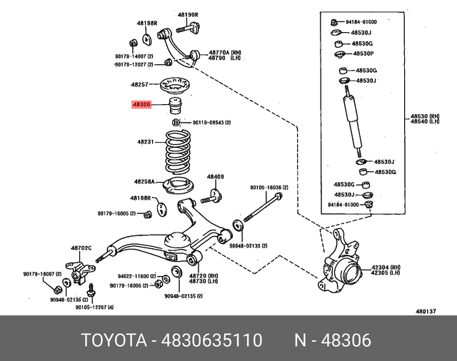Genuine OE leaf spring stop buffer 4830635110 for TOYOTA 48306-35110 ...