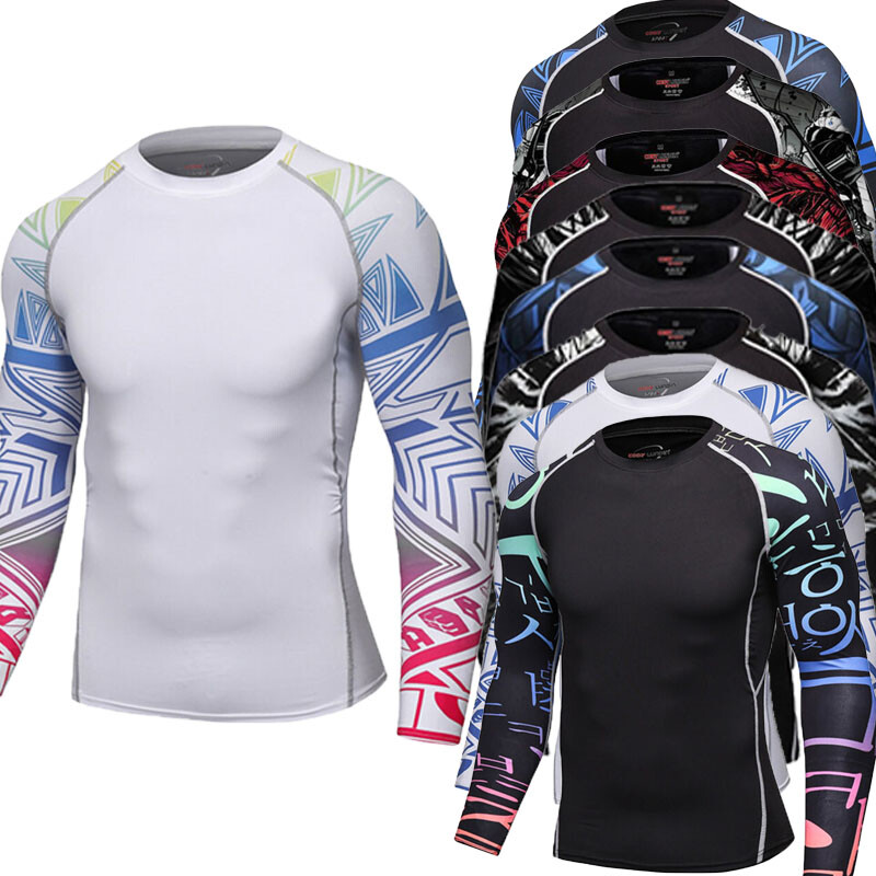 US Man's Printed Long Sleeve UPF 50+ Swim Shirts Quick Dry Rash Guard T ...