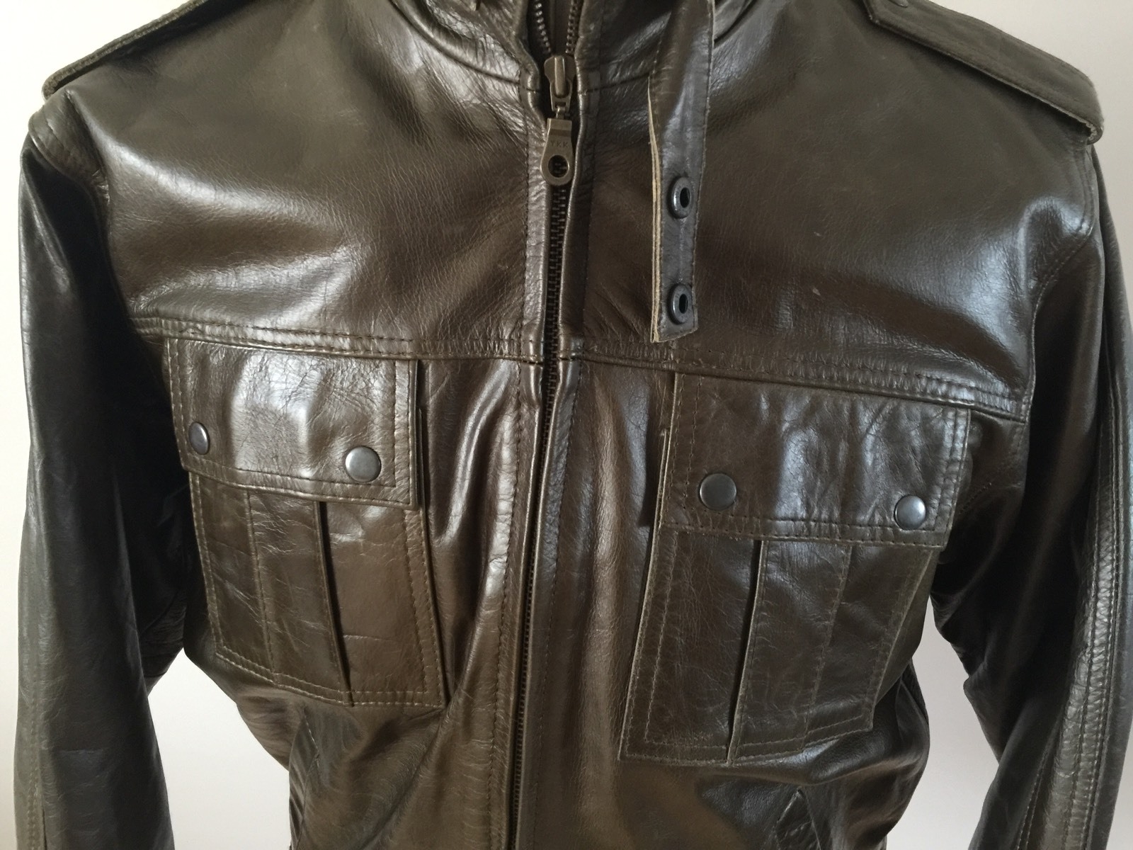 Giovanni Outerwear Italy Green Leather Jacket Coat Bomber Medium $499 ...