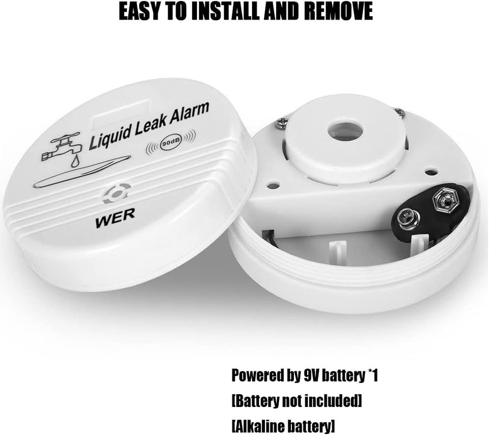 WER Water Leak Alarm Battery Operated Leak Alert Water Detector for ...