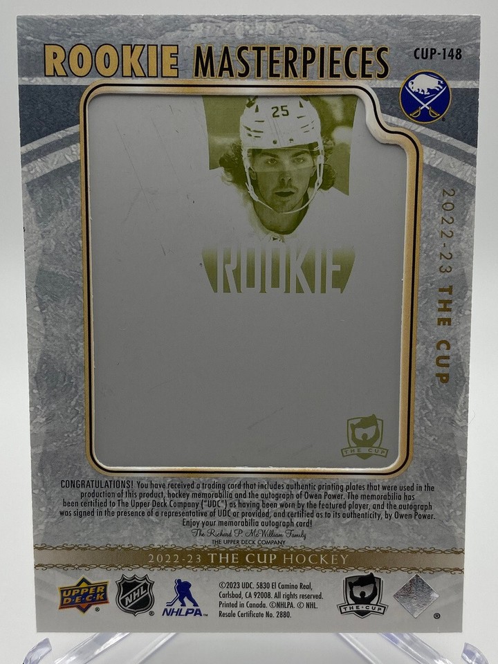 2022-23 Upper Deck The Cup OWEN POWER Patch Auto RC Printing Plate 1/1 ...