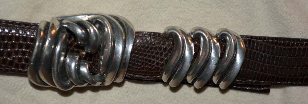 Connie Bates For Fahrenheit Belt Buckle lizard skin Belt Modernist | eBay