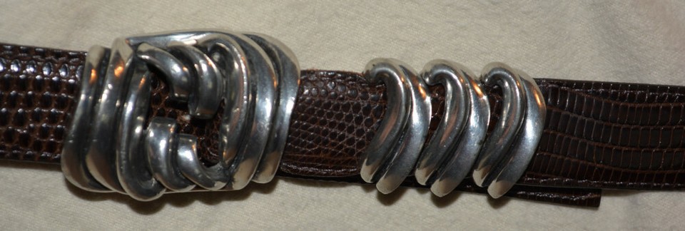 Connie Bates For Fahrenheit Belt Buckle lizard skin Belt Modernist | eBay