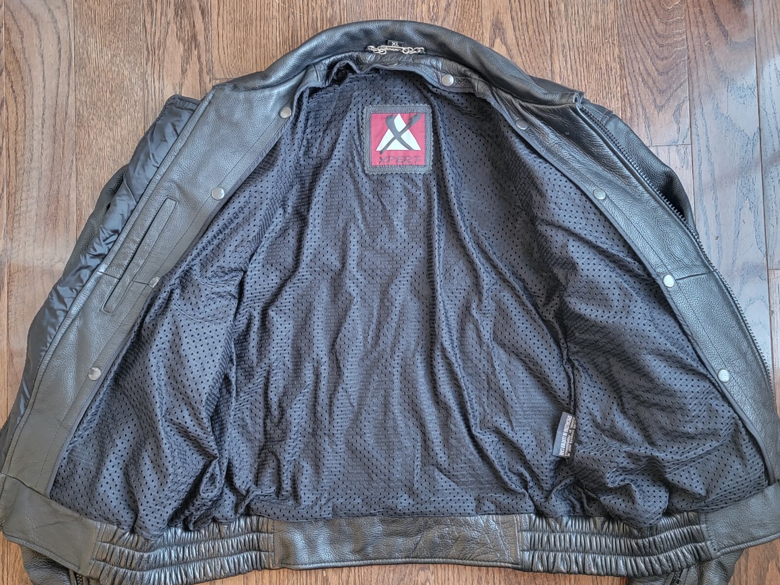 XPERT Black Leather Motorcycle Biker Jacket XL Bomber… - Gem