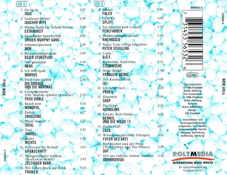 (2CDs) NDW Ultra - Falco, Markus,Trio, Peter Schilling, Nena, D.Ö.F ...