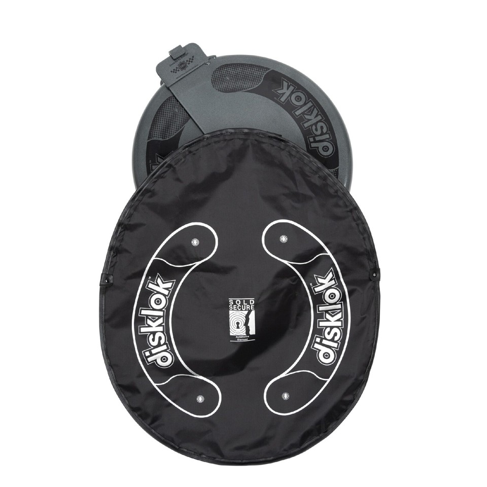 DISKLOK Security Steering Wheel Lock Silver Storage Case Carry Cover ...