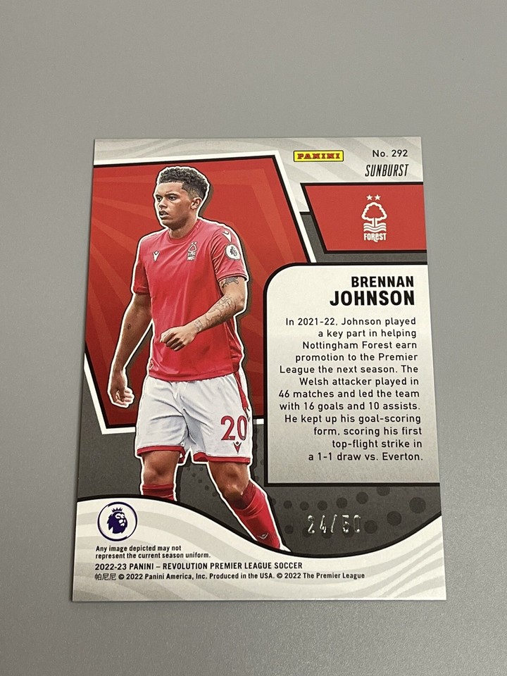Brennan Johnson 2022-23 Panini Revolution EPL Rookie /50 Sunburst ...