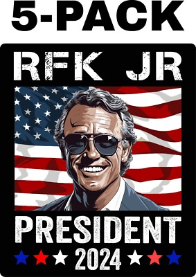 5-PACK RFK JR 2024 STICKERS ROBERT F KENNEDY JR PRESIDENT BUMPER ELECT ...