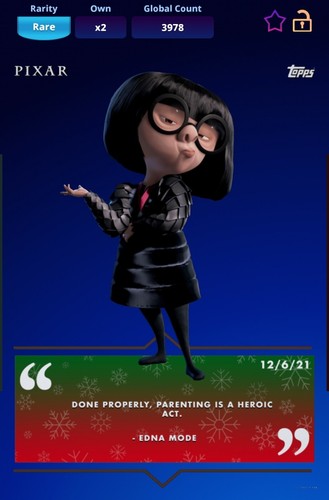 Topps Disney Collect Digital 2021 EDNA MODE Daily Die-Cut Rare Color ...