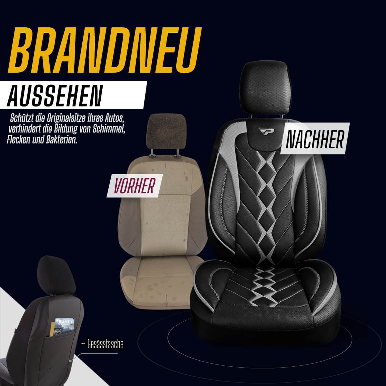 Coprisedili per Auto Adatto A lada Toscana 2107 Texas (1+1) Nero Grigio ...