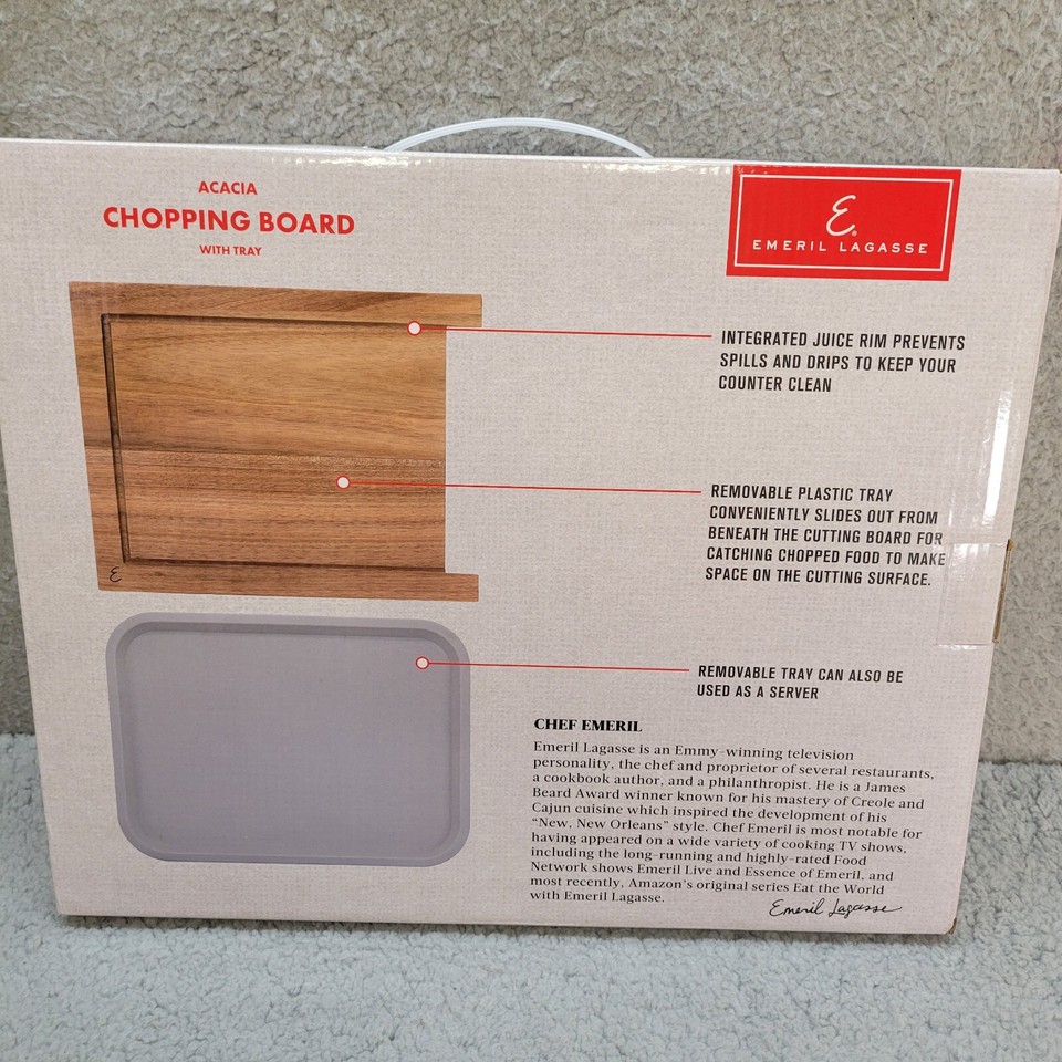 Emeril Lagasse Acacia Kitchen Chopping Cutting Board & Removable Server ...