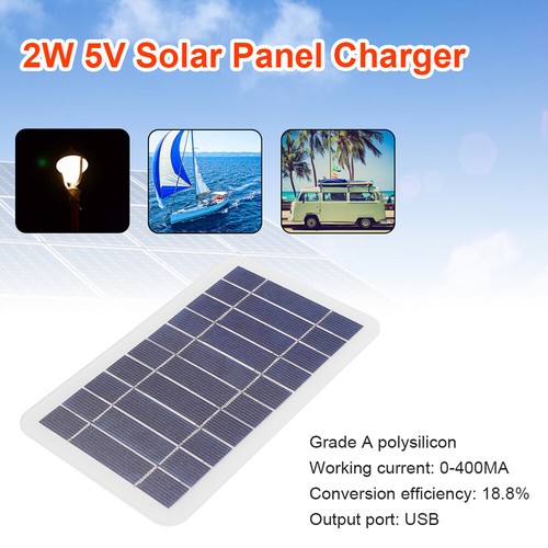 Solar Panel 5V 2W Output USB Outdoor Portable Solar System Cell Phone ...