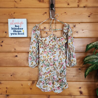 New Hello Molly Basque Country Floral Print Ruched Pleated Mini Dress ...