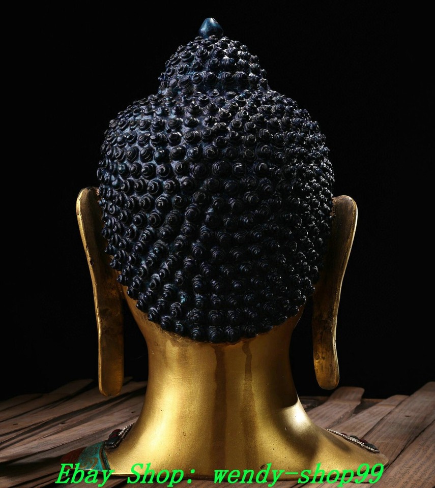 11'' Old Nepal Bronze Gilt Painting Shakyamuni Amitabha Half Body ...