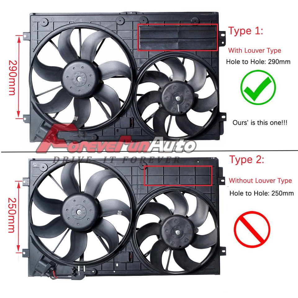 Radiator Cooling Fan for 2006-2015 Volkswagen Jetta 1K0959455ES With ...