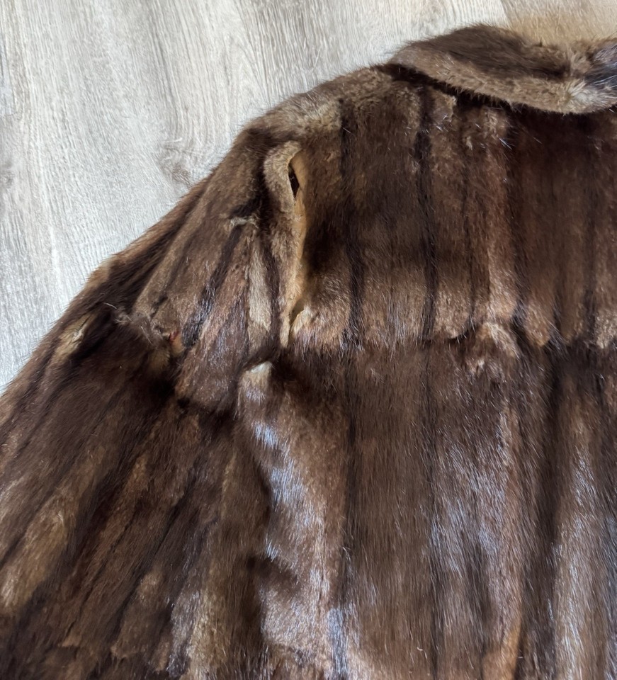 VINTAGE Dark Brown Mink Fur Coat FROM The 1950's - DAMAGED For ...