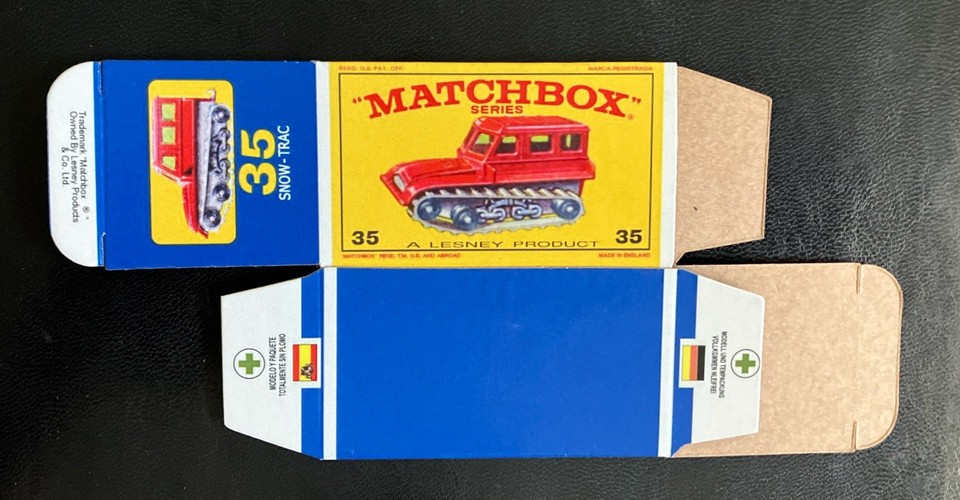 Matchbox #35 Snow-Trac ‘64-‘69 Type E Repro Box | eBay