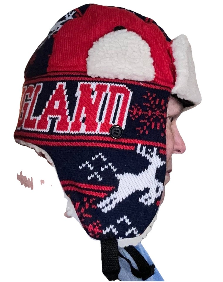 Fleece Trapper Hat~New England NFL Patriots~Acrylic Cold Weather Wear ...