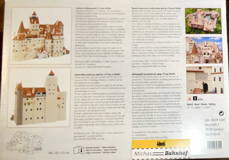 Faller 130820 Castle Bran Kit Unbuilt Anniversary Model H0 1 87 Ovp Μ ...