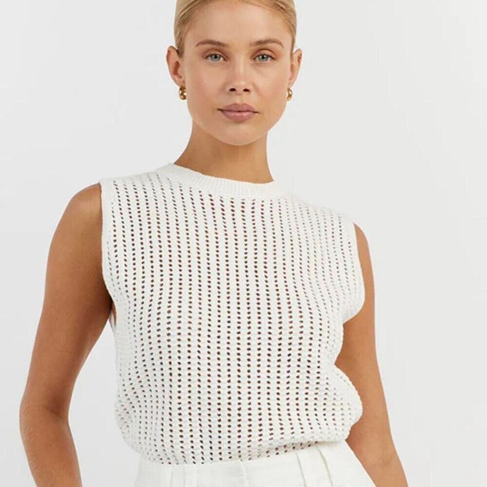 DISSH DENNY CROCHET OFF WHITE KNIT BEACH TOP Size S - Gem