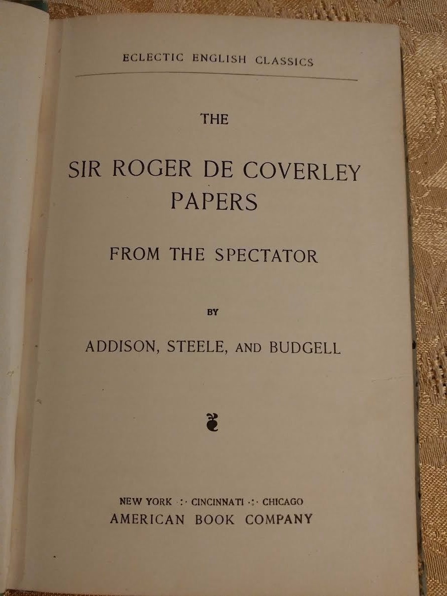 1892 The Sir Roger De Coverley Papers Eclectic English Classics Antique ...