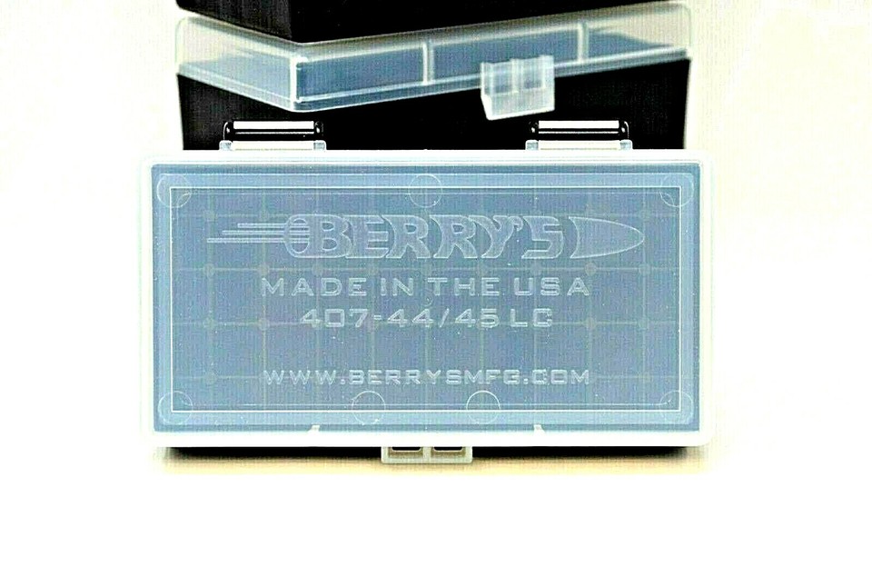 BERRY'S PLASTIC AMMO BOXES (5) CLEAR 50 ROUND (44SPL,44MAG,45 COLT ...
