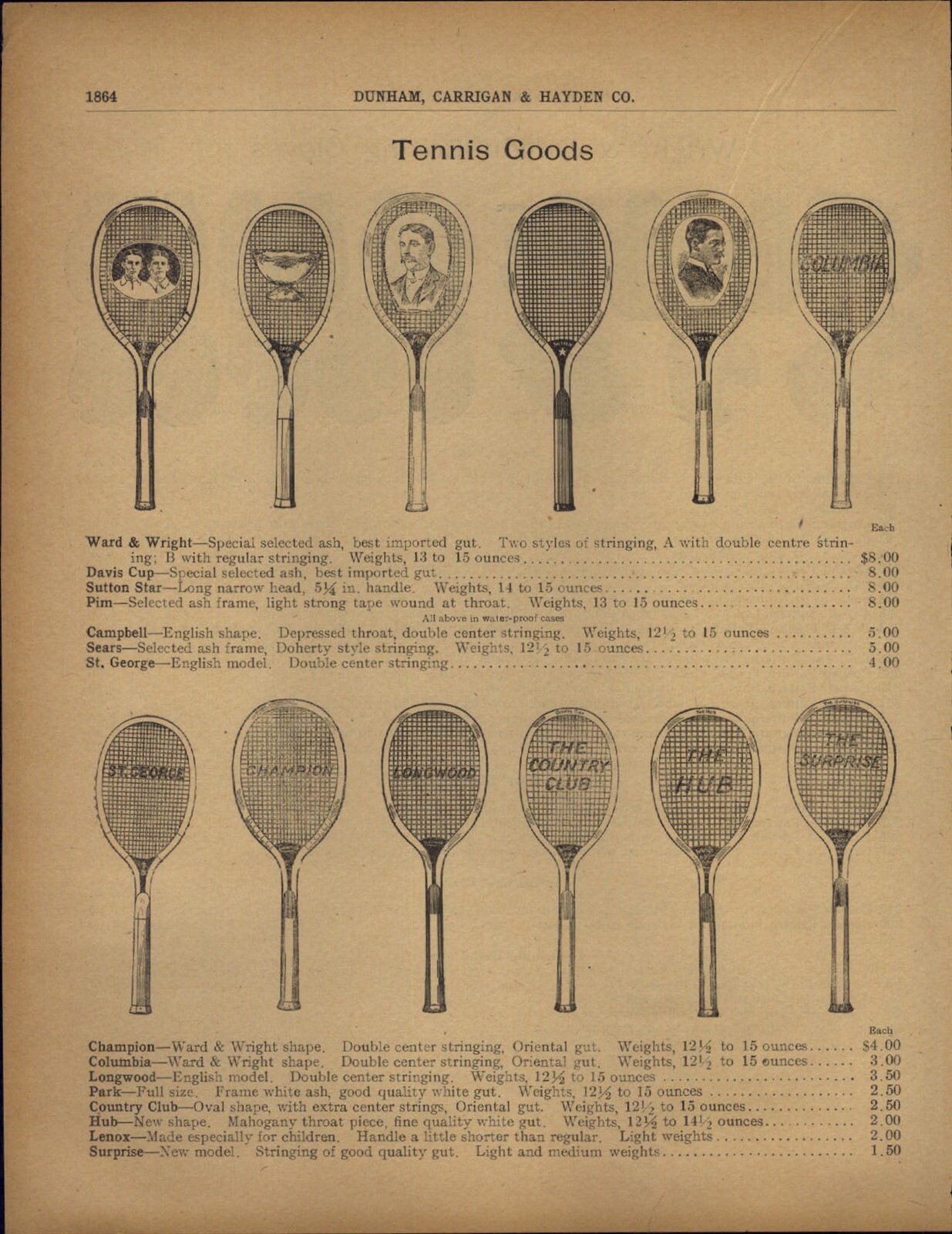 1909 PAPER AD 3 PG Tennis Racket Ward & Wright Davis Cup Sutton Star ...