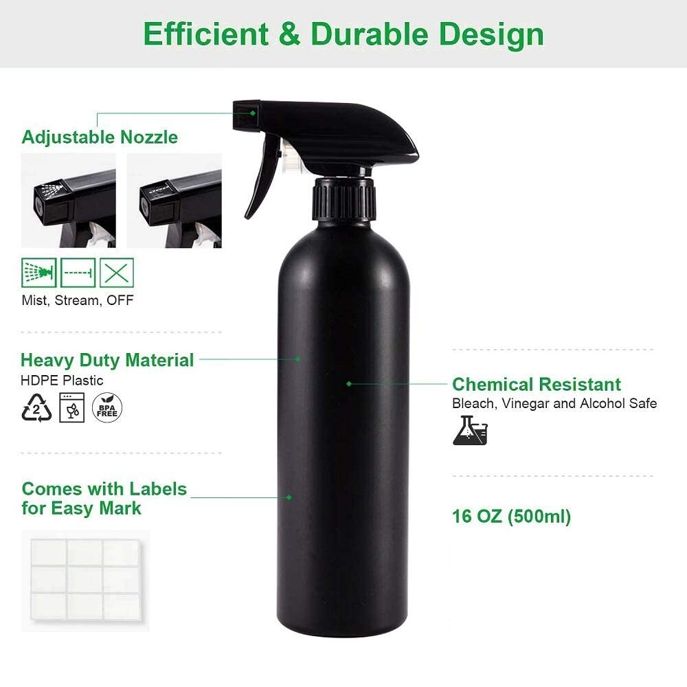 2Pcs Black Plastic Spray Bottles 250ml Spraying Bottles Empty Spray ...