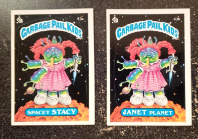 1985 Garbage Pail Kids Series 2 SPACEY STACY 63a / JANET PLANET 63b EX ...