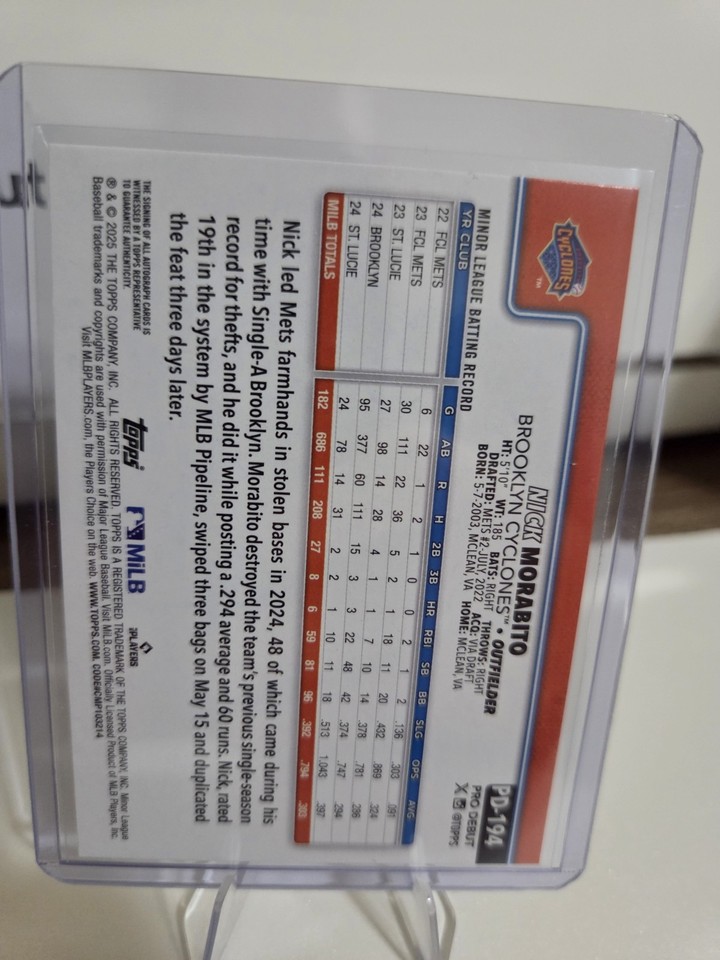 2025 Topps Pro Debut Nick Morabito Auto PD-194 Mets | eBay