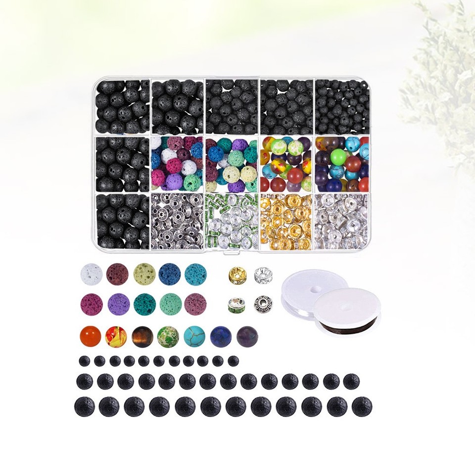 2 Sets 600pcs 8mm Diy String Beads Jewelry Accessories Volcanic Stone ...