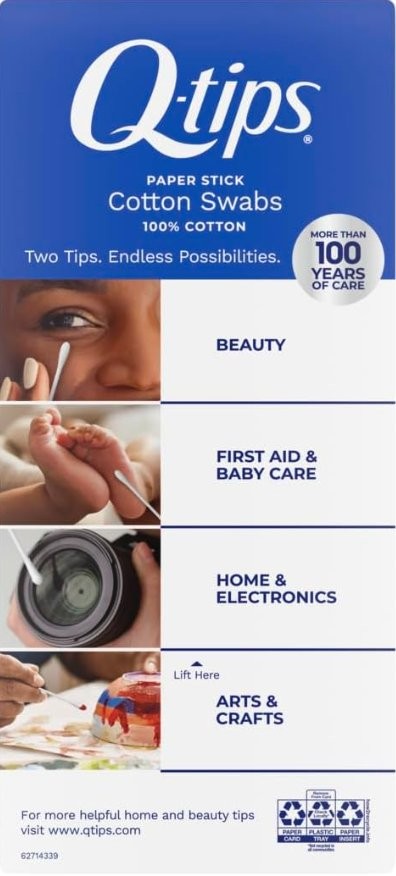 Q-tips Cotton Swabs 100% Cotton for Hygiene Beauty Care, 625 Count | eBay