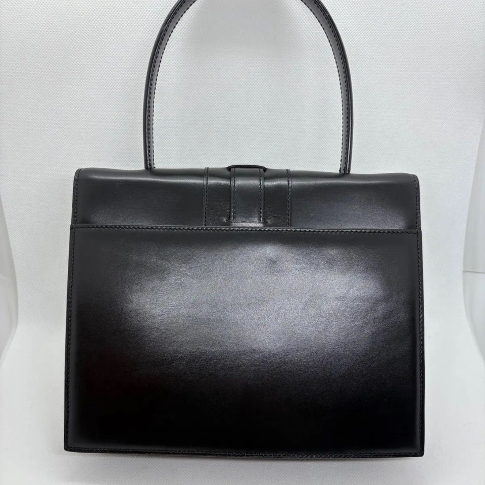 Celine Vintage Leather Handbag Black Ribbon Gold Hardware Used From ...