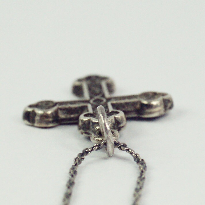 Vintage Sterling Silver Swirl Cross Pendant Twisted Serpentine Chain ...