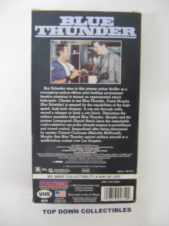 Blue Thunder Roy Scheider, Daniel Stern, VHS Movie Like New | eBay