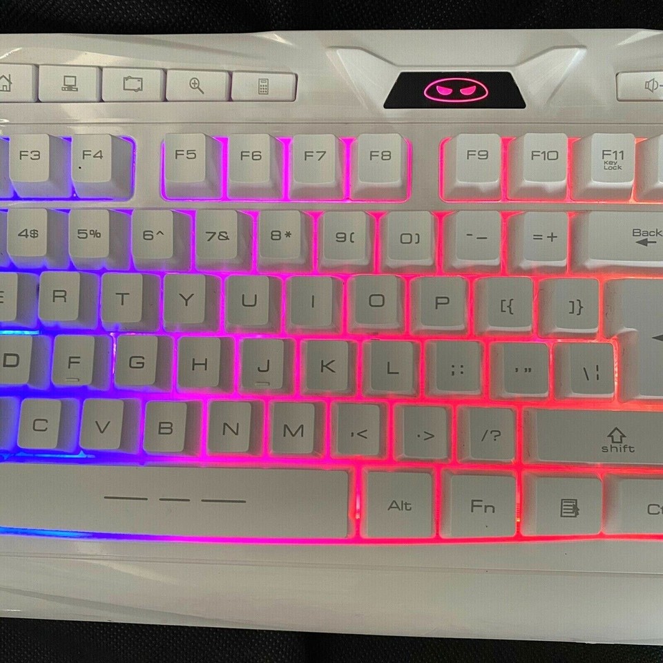 MageGee Keyboard and Mouse Combo USB Wired Backlit White Gaming RGB ...