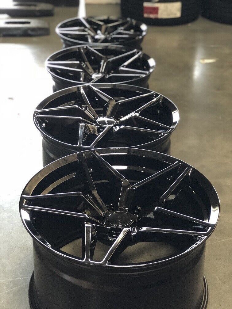 18" MRR M755 18x9.5 +50 / 18x11 +55 Flow Forge Black Wheels Fit ...