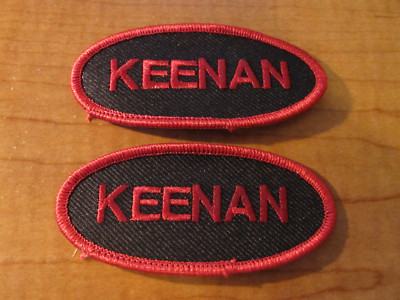 2 KEENAN Uniform Name Tag Embroidered Cloth PATCH Service Station Biker ...