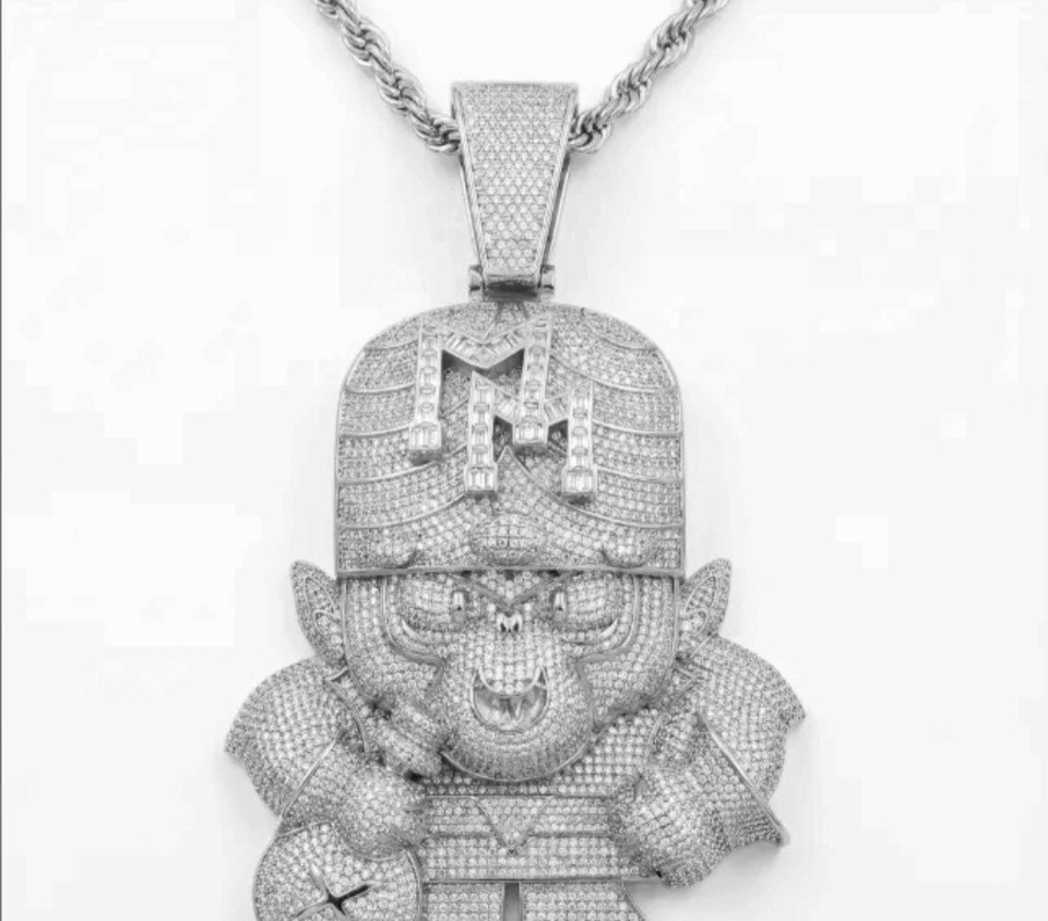 925 Silver Iced Out Moissanite Monkey Pendant Customizable Chain Forged ...