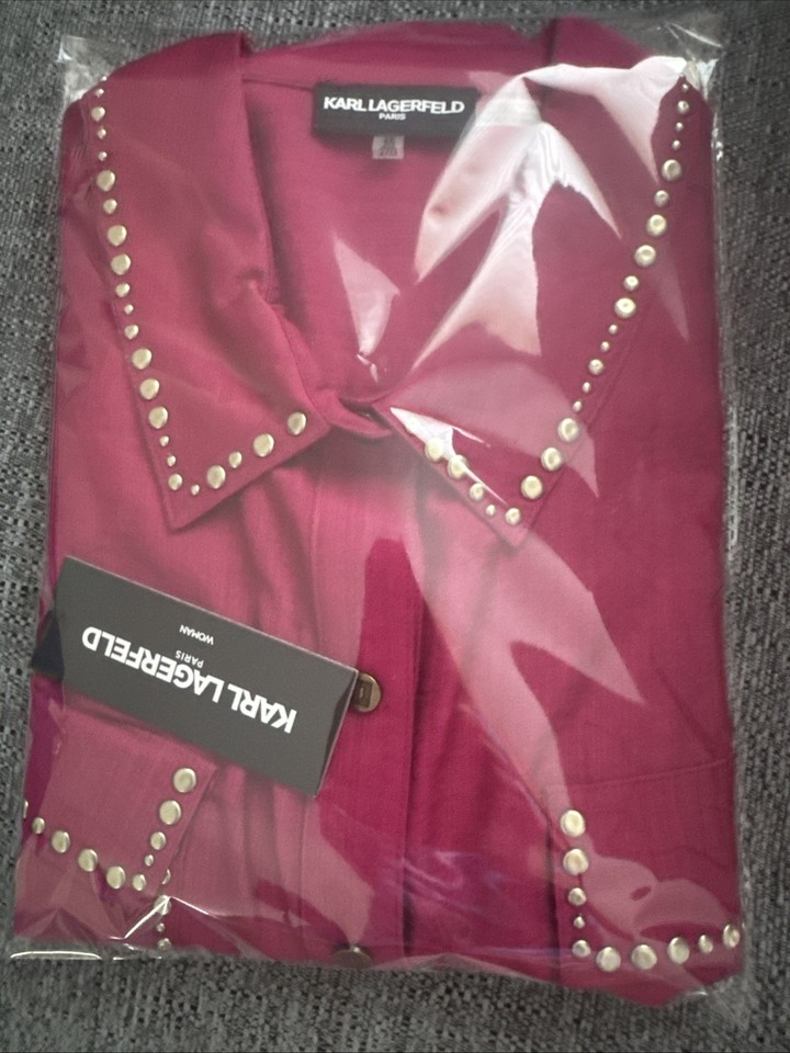 NWT Women’s Sz 2X Designer Karl Lagerfeld Fuchsia SS Valentine Top ...